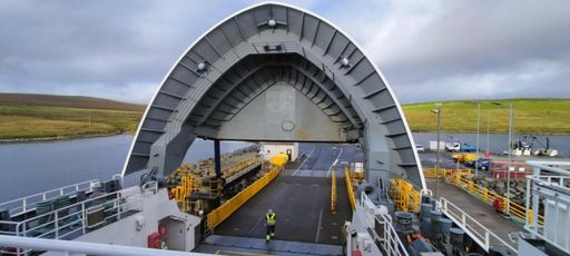 Chris and Mel's inter island adventure. Ferry from Toft across to Ulsta ...